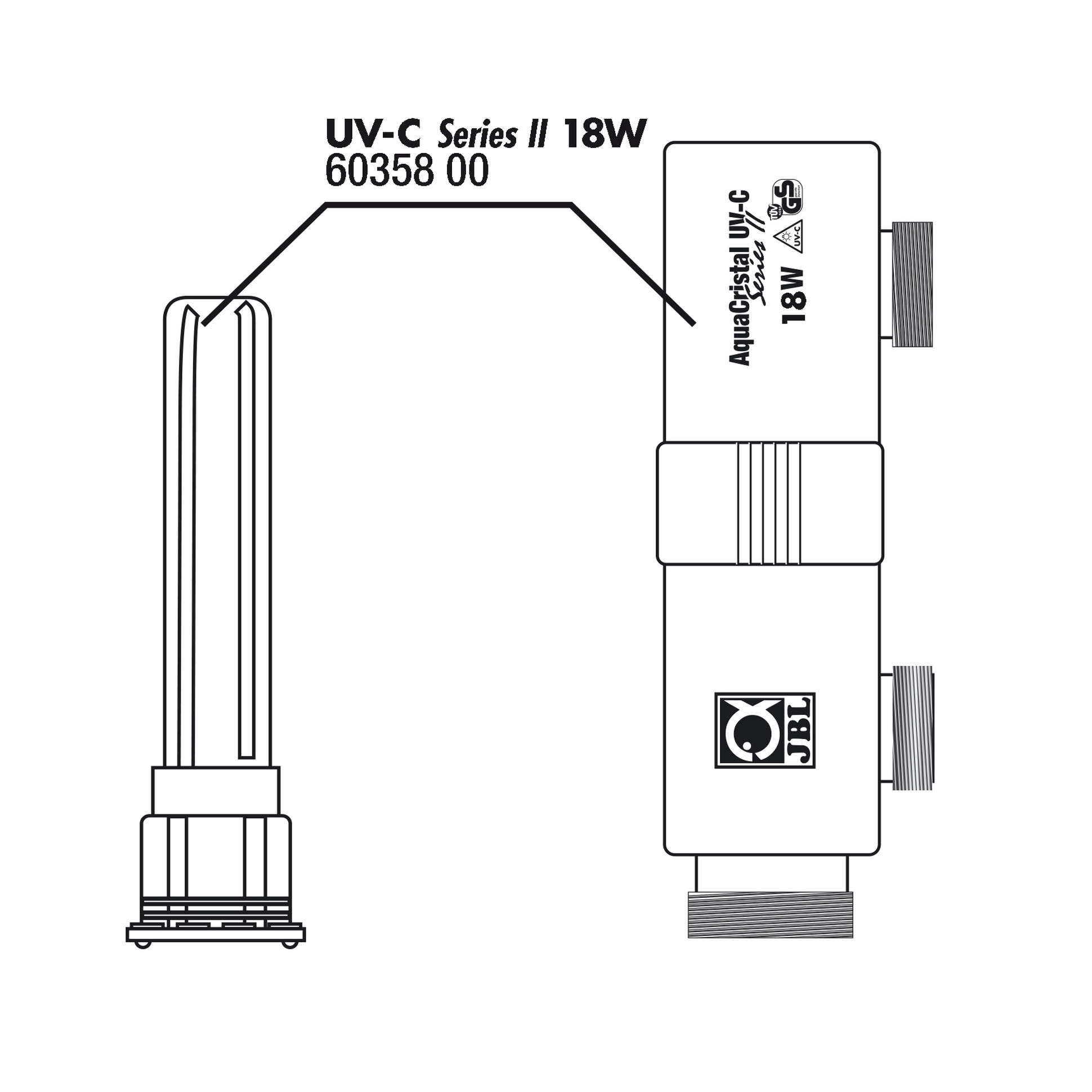 JBL AC UV-C II 18 W casing + glass